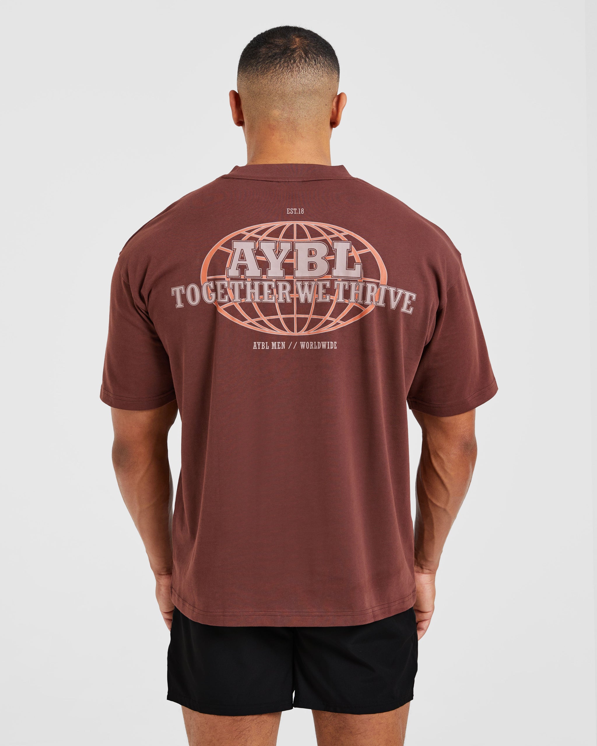Global Oversized T Shirt - Burnt Rood